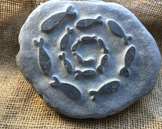 6 1/2 Long Happy Fish Tail up Garden Art Cement Concrete Statue Pond ...