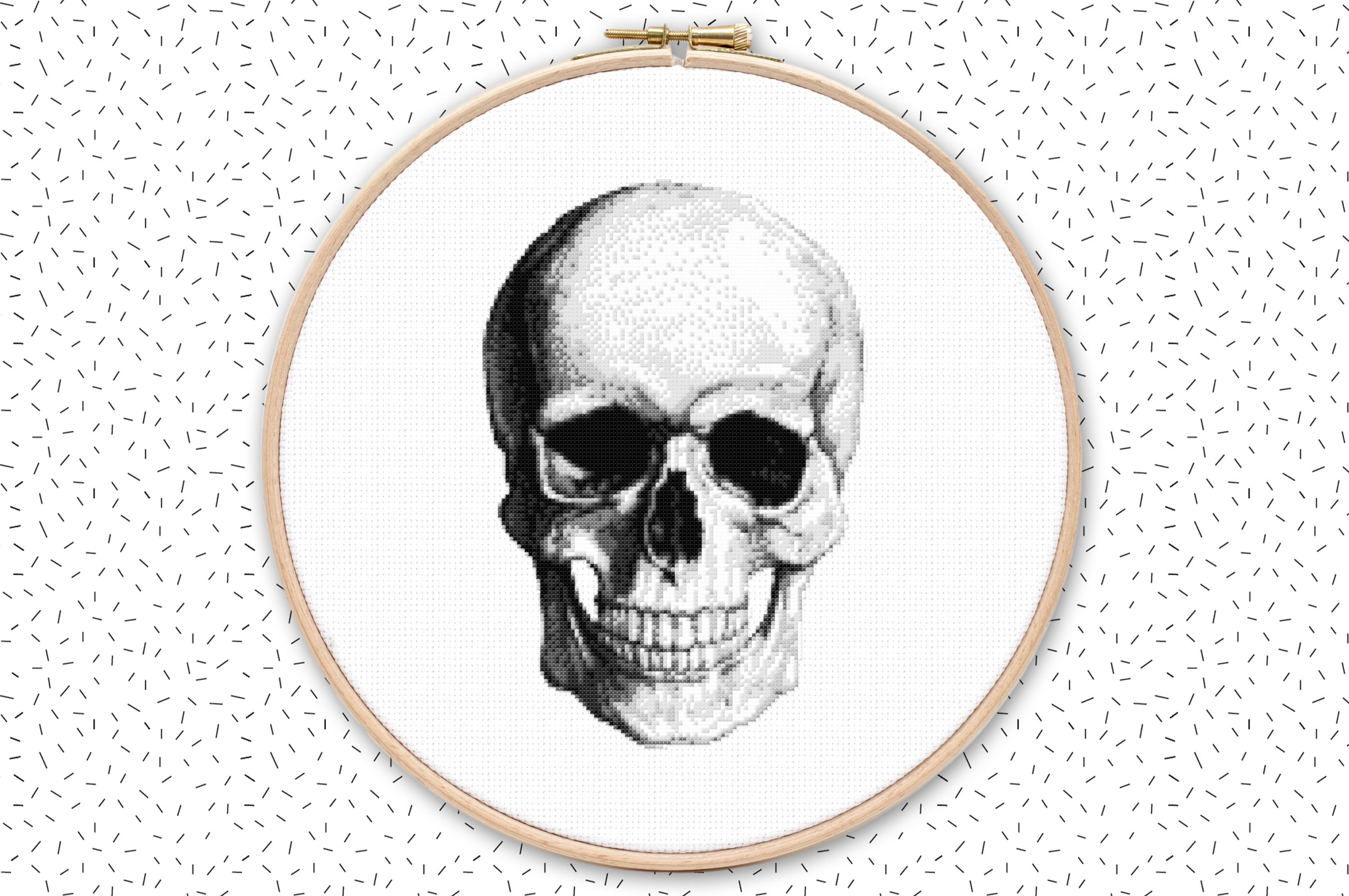 ANATOMICAL SKULL Cross Stitch Pattern - Modern Black and White ...