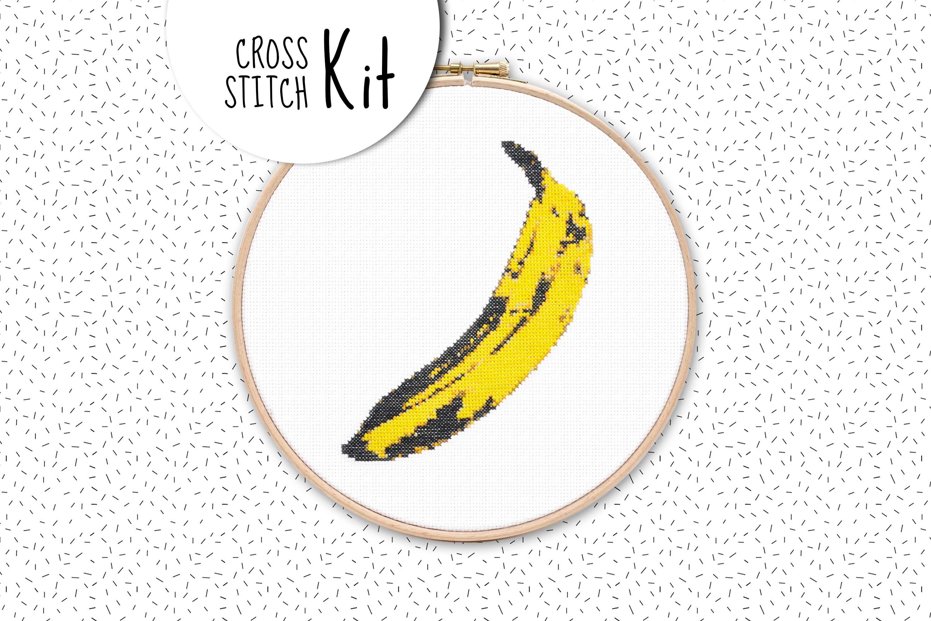 POP ART BANANA . Cross Stitch Kit . Modern Hand Embroidery Kit . Fruity ...