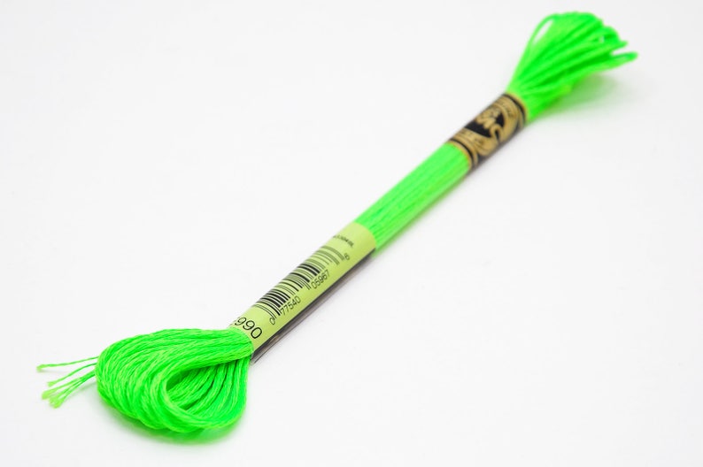 Dmc Mouliné light effects E990 neon green embroidery floss | Etsy