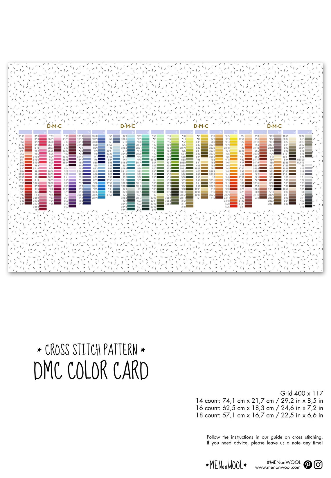 Large Cross Stitch Pattern . DMC COLOR CARD . Mouline Special Digital ...