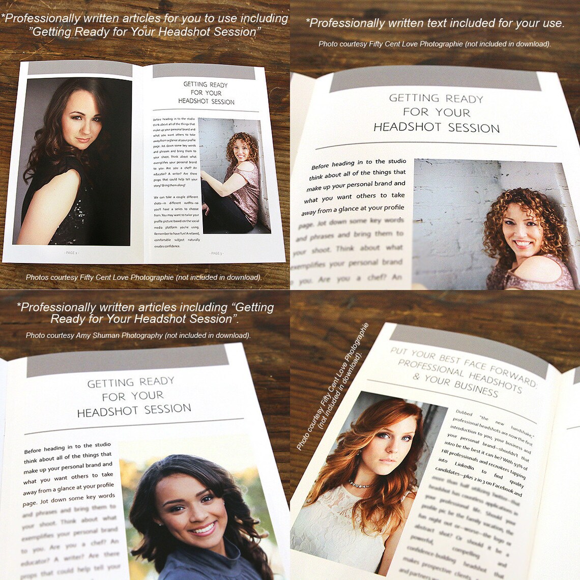 Headshot Photography Marketing Template: 8 Customizable 5.5 X 8.5 Pages ...