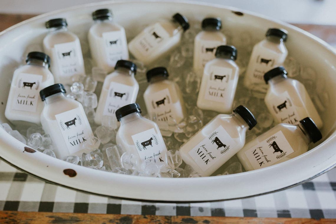 24 Printed Farm Fresh Milk Printable Bottle Wrapper Label | Etsy