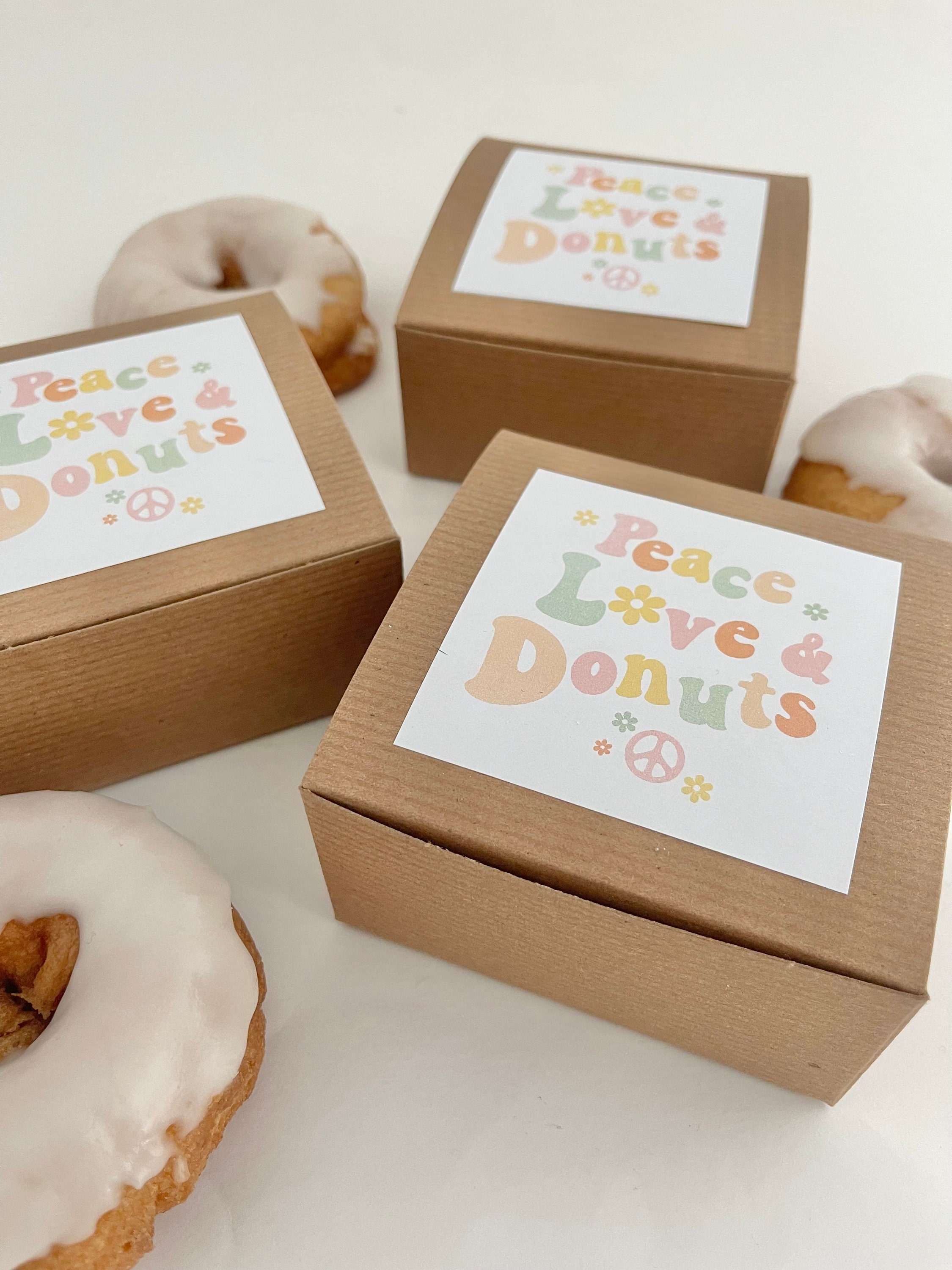 Dozen Donut Favor Boxes Single Donut Box Peace Love and | Etsy