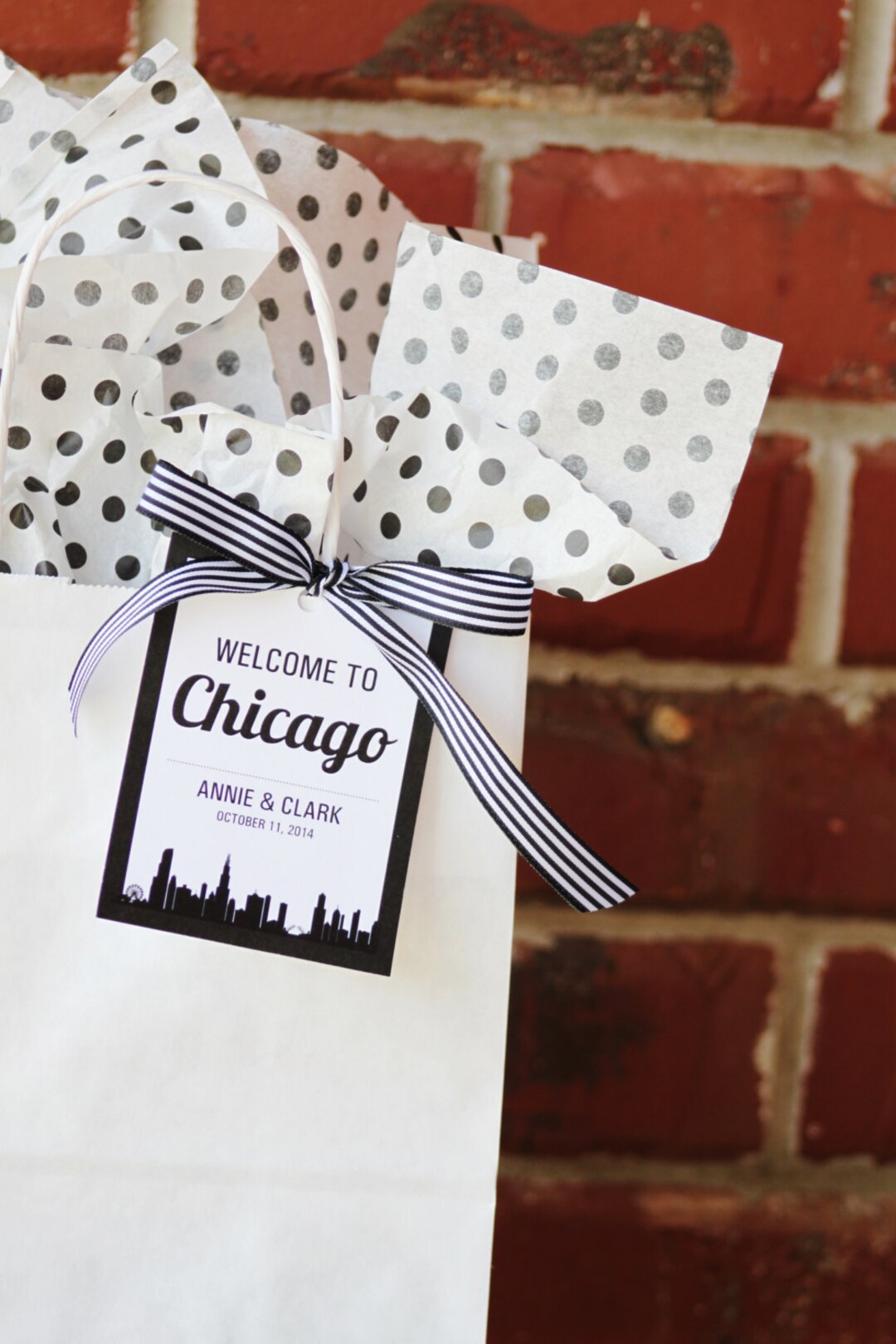 Welcome to Chicago - Printable Bag Tag - Black and White Modern Skyline ...