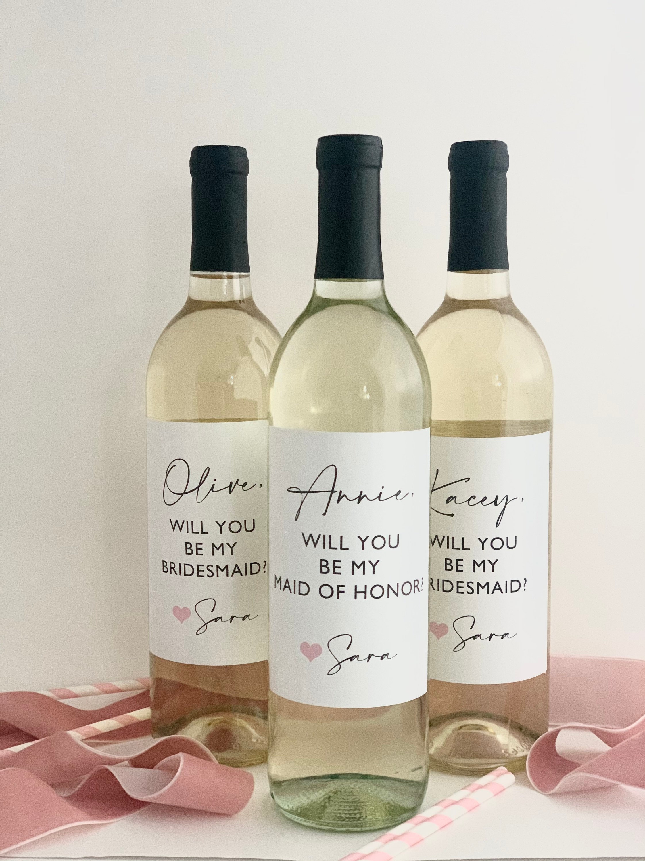 Will You Be My Bridesmaid Full Size Wine Bottle Labels | Etsy
