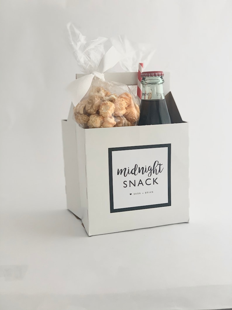 Set of 25 - Midnight Snack - Wedding Favor - Drink and Snack Carrier ...
