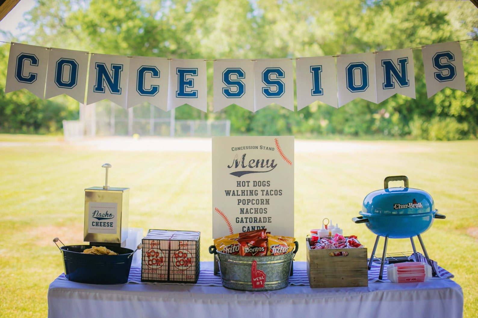 Concessions Printable Banner Instant Download Gray and Blue Navy - Etsy
