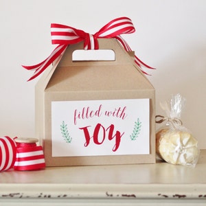 Kraft Gable Favor Boxes – Set of 10, 'filled With JOY' Labels - Etsy