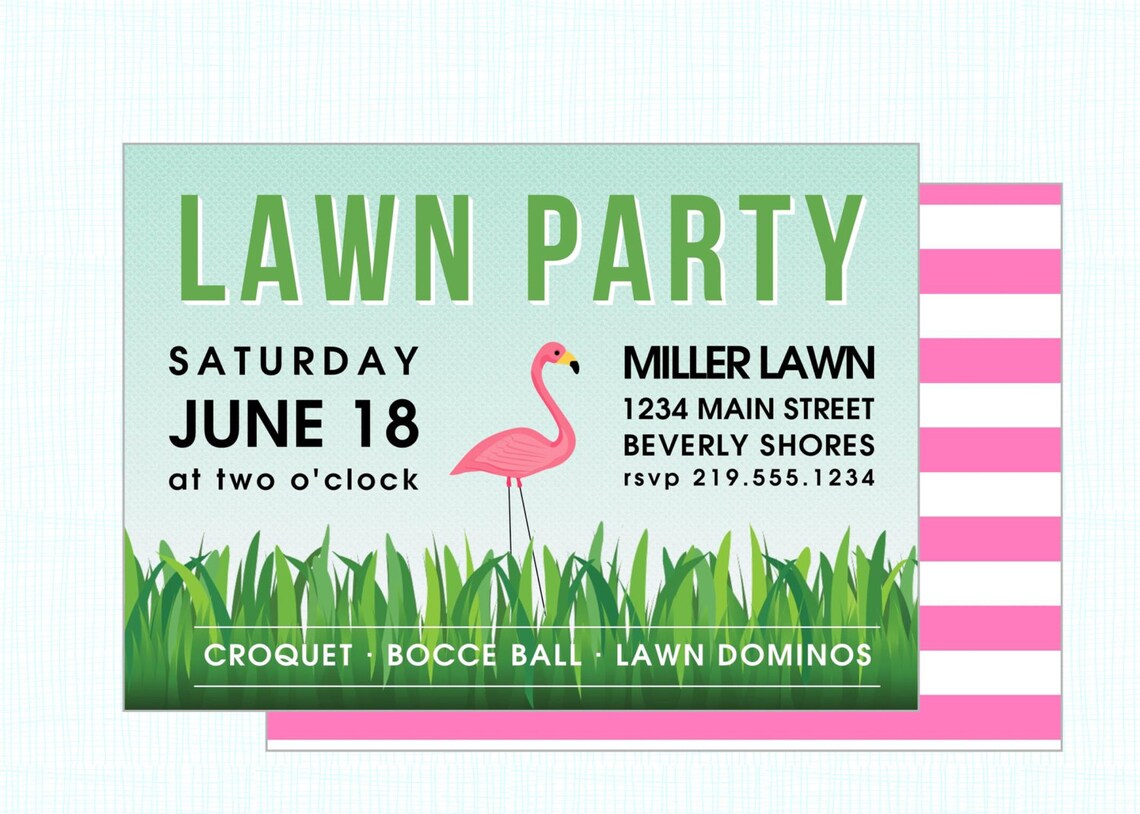 Lawn Party Printable Invitation Lawn Games Invite | Etsy