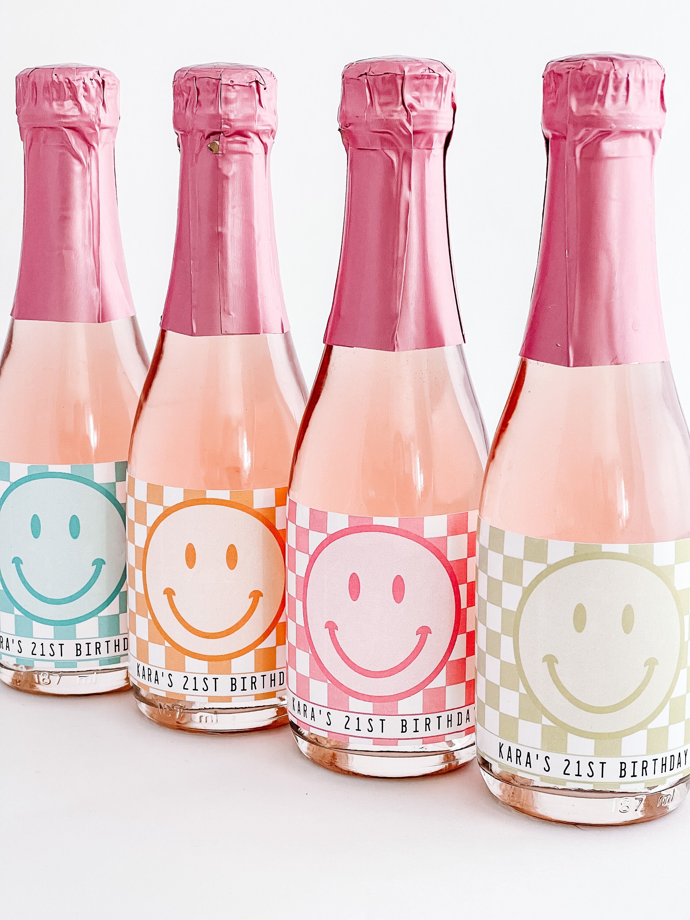 Smiley Mini or Full Wine or Champagne Waterproof Bottle Label - Etsy