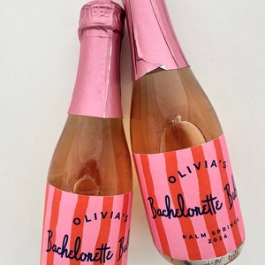 Red Pink Stripe Navy Champagne Wine Bottle Labels - Waterproof ...