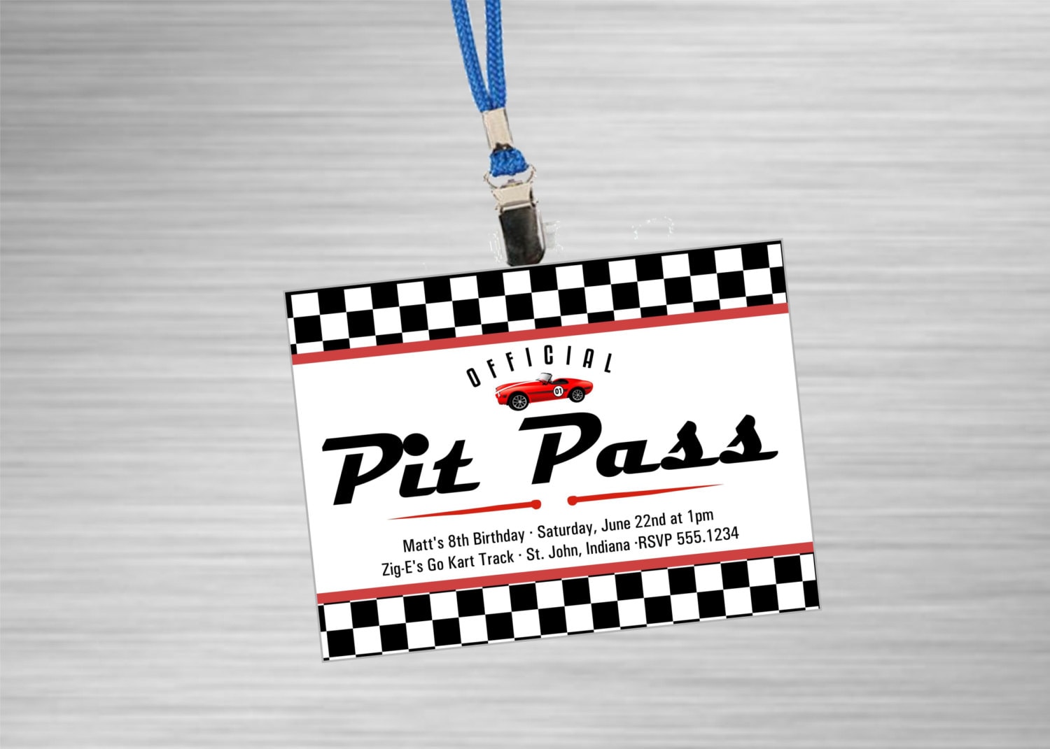 Race Car Party Pit Pass Badge Style Invitations - Etsy