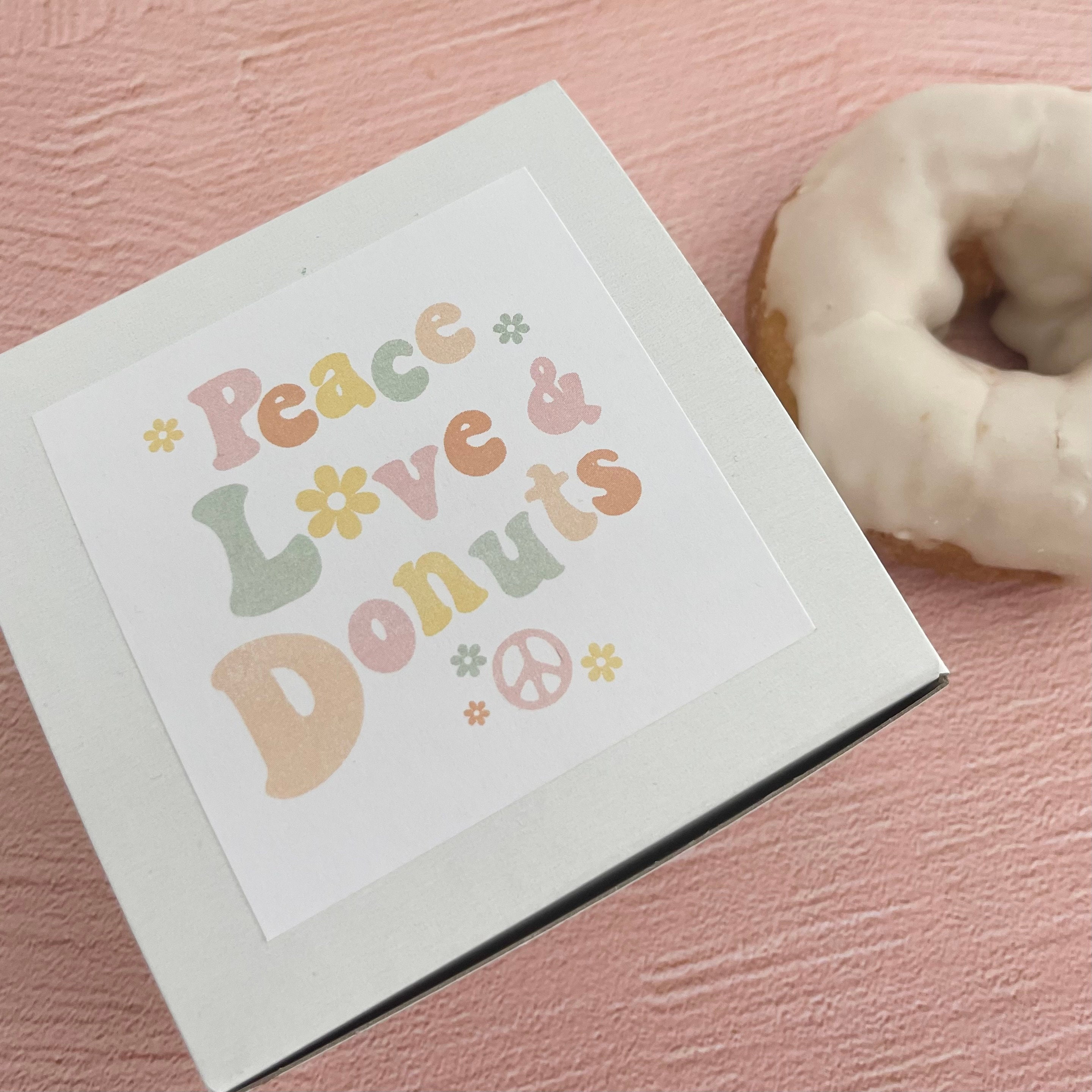 Dozen Donut Favor Boxes Single Donut Box Peace Love and | Etsy