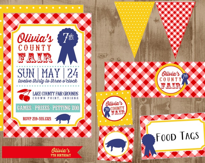 Summer County Fair - Printable Party Set- Invite, Tags, Wrappers ...
