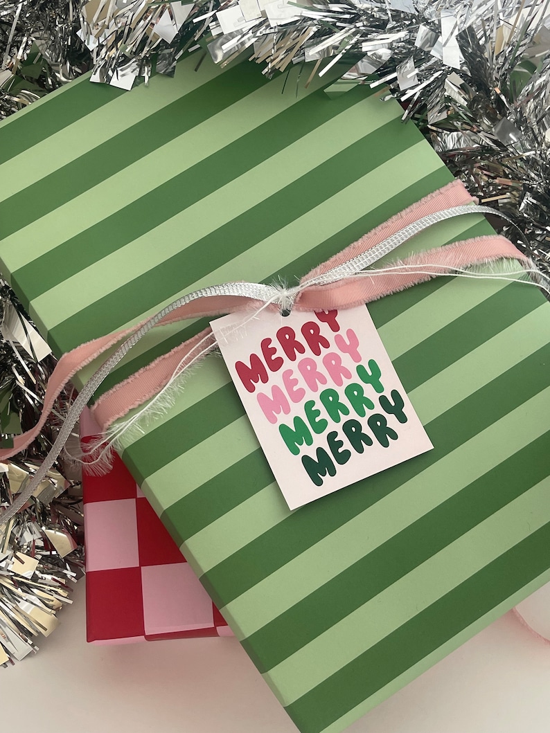 Instant Download Christmas Printable Gift Tag Merry Pink - Etsy