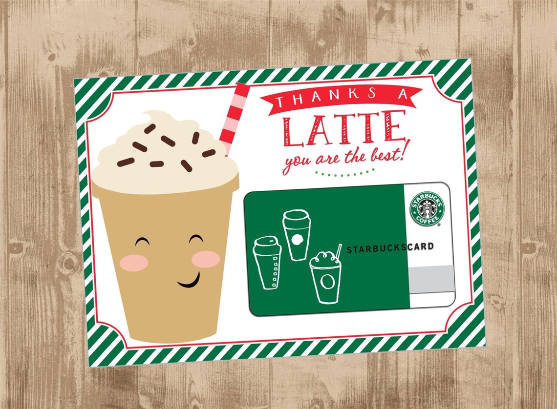 Thanks A Latte Gift Card Holder Printable Teacher Gift - Etsy