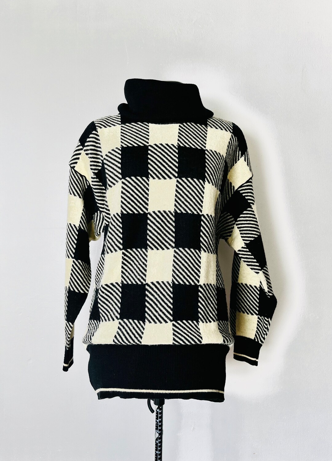 80s Black and White Pullover Turtleneck Sweater Made in Germany by ...