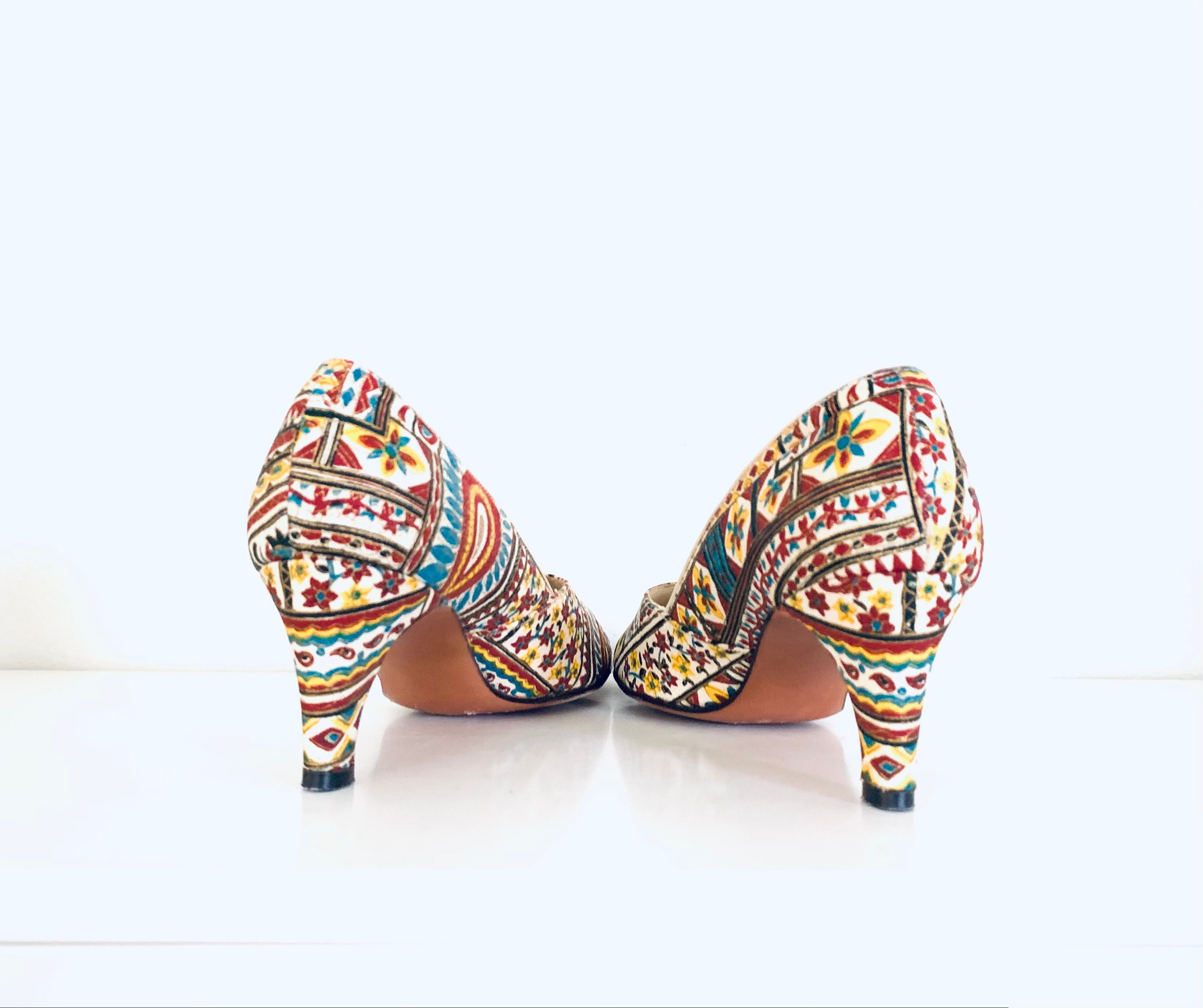 60s Hand Painted Heels Pumps by Paul Allen Size 7 M 37 | Etsy