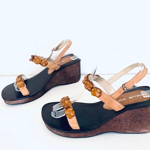 90s Platform Sandals Wood Wedge Heels Open Toe Sandals Made in Brazil ...