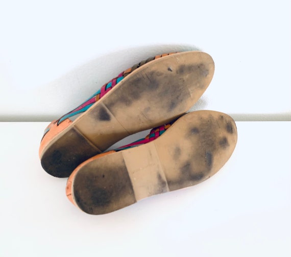 90s Rainbow Huarache Sandals Colorful Huaraches Leath… - Gem