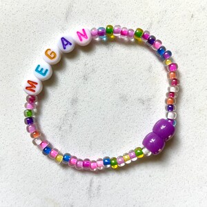 Multicolor Custom Beaded Name Bracelet on Elastic - Etsy
