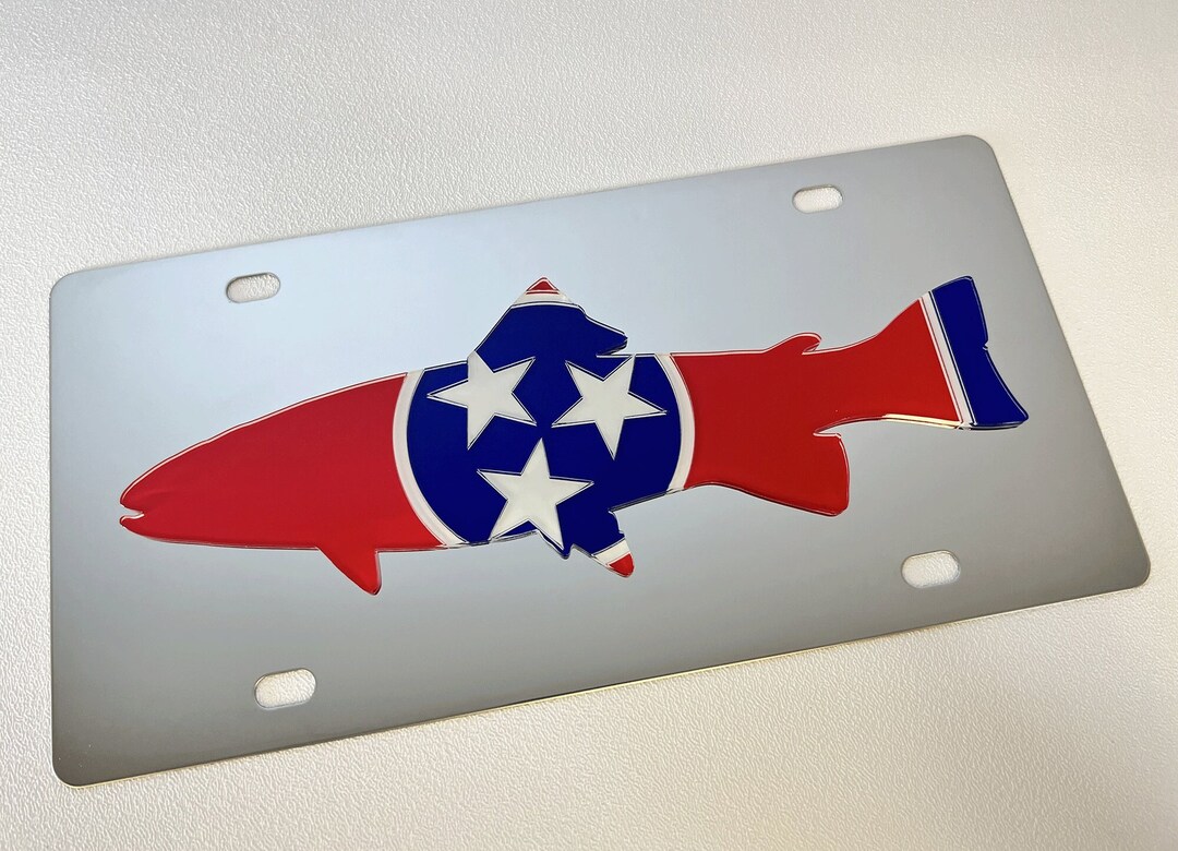 Tennessee Trout Flag License Plate, High Quality Stainless Steel Full ...