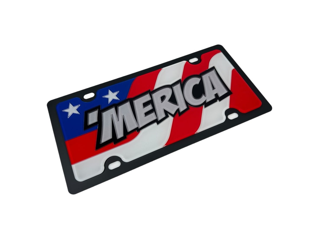 MERICA License Plate on CARBON STEEL (free Shipping Priority Shipping ...