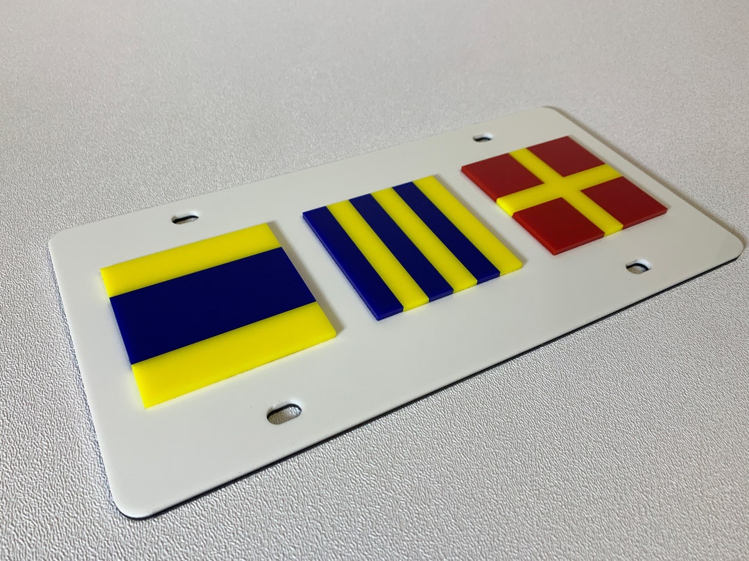 Nautical Flag Monogram License Plate, 3D NAUTICAL FLAGS, Raised on ...
