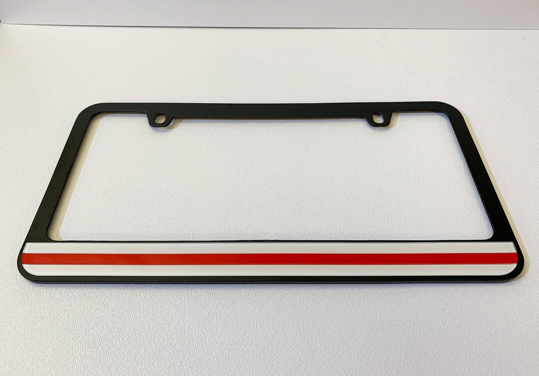Thin RED Line License Plate Frame, Your Choice of a Black or Chrome ...