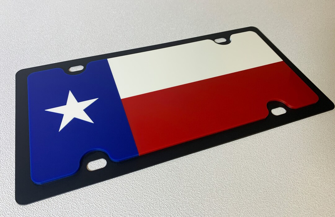 Texas Flag License Plate on Black Carbon STEEL free Shipping - Etsy