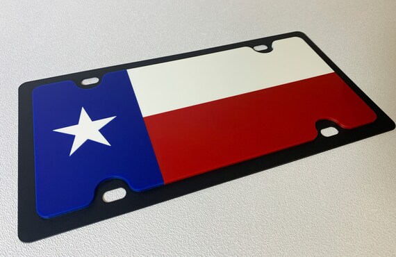 Texas Flag License Plate on Black Carbon STEEL free Shipping | Etsy