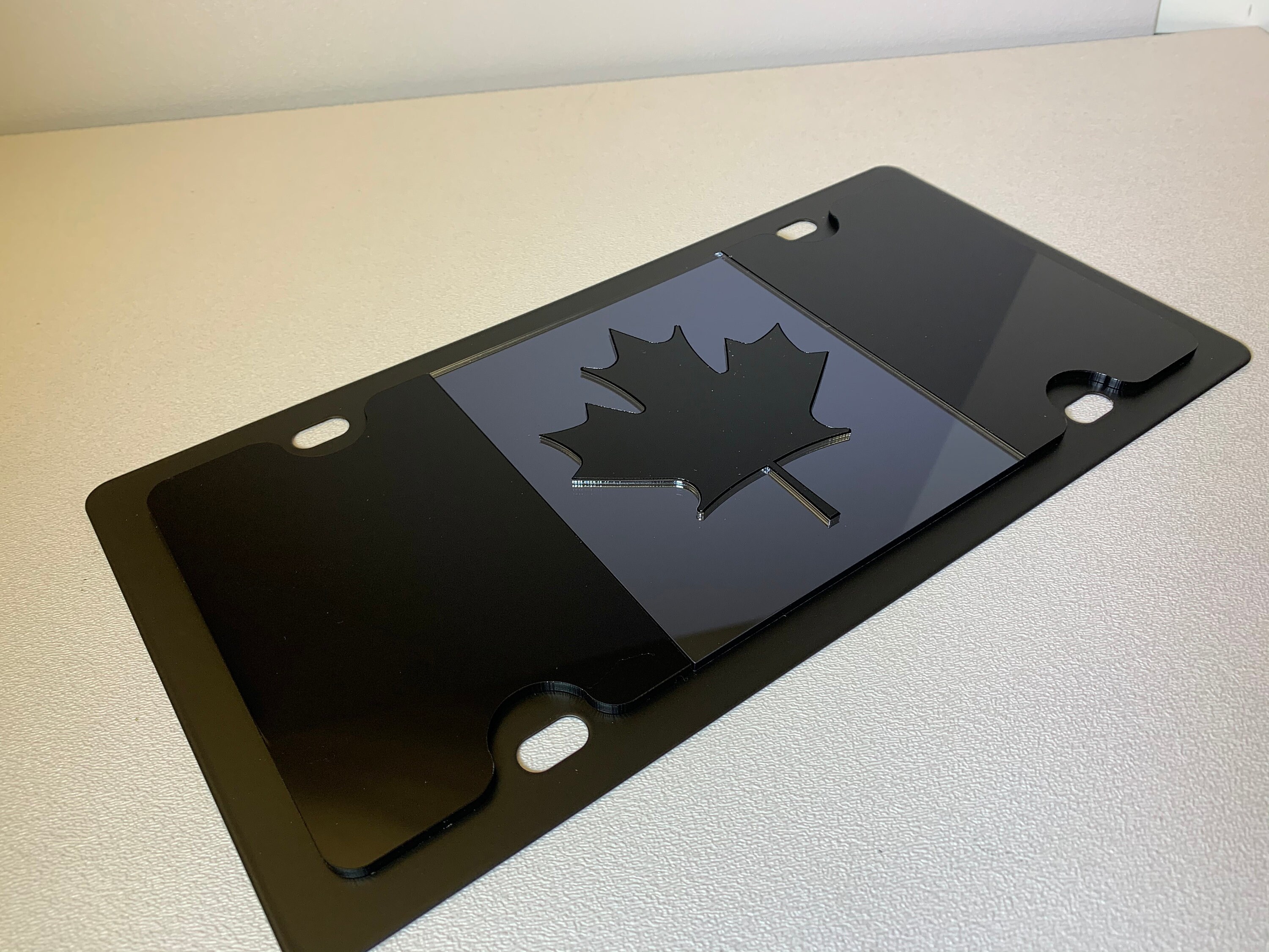 Black Canada Flag on Carbon Steel License Plate blackout - Etsy
