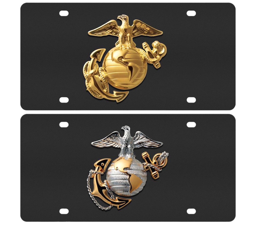 USMC Carbon Steel License Plate - Officer & Enlisted Versions - Etsy