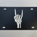 Rock on Skeleton Hand License Plate, High Quality Black Carbon Steel ...