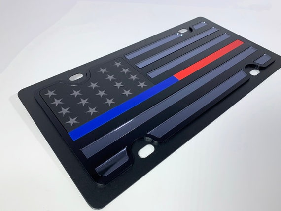 Thin Line License Plate BLUE and RED Thin Line Half Bar | Etsy