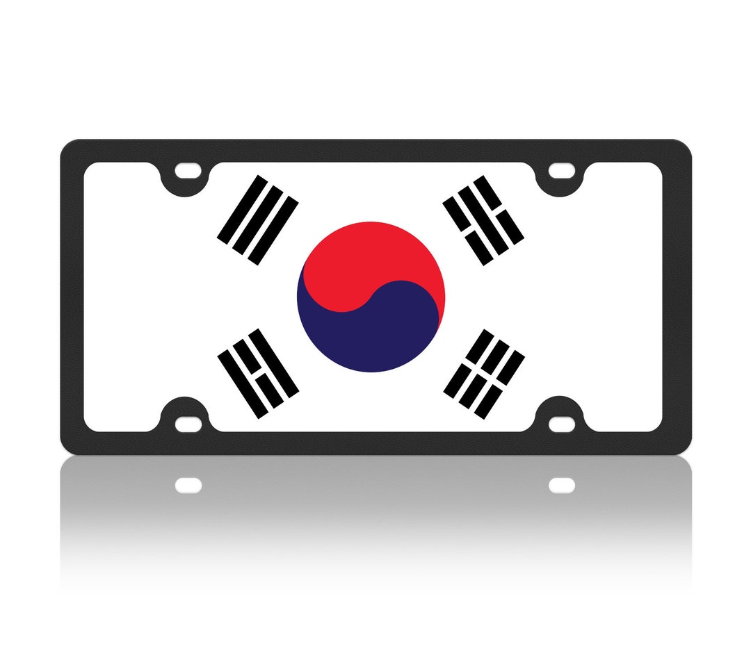 South Korea Monochromatic Flag Black License Plate Carbon - Etsy