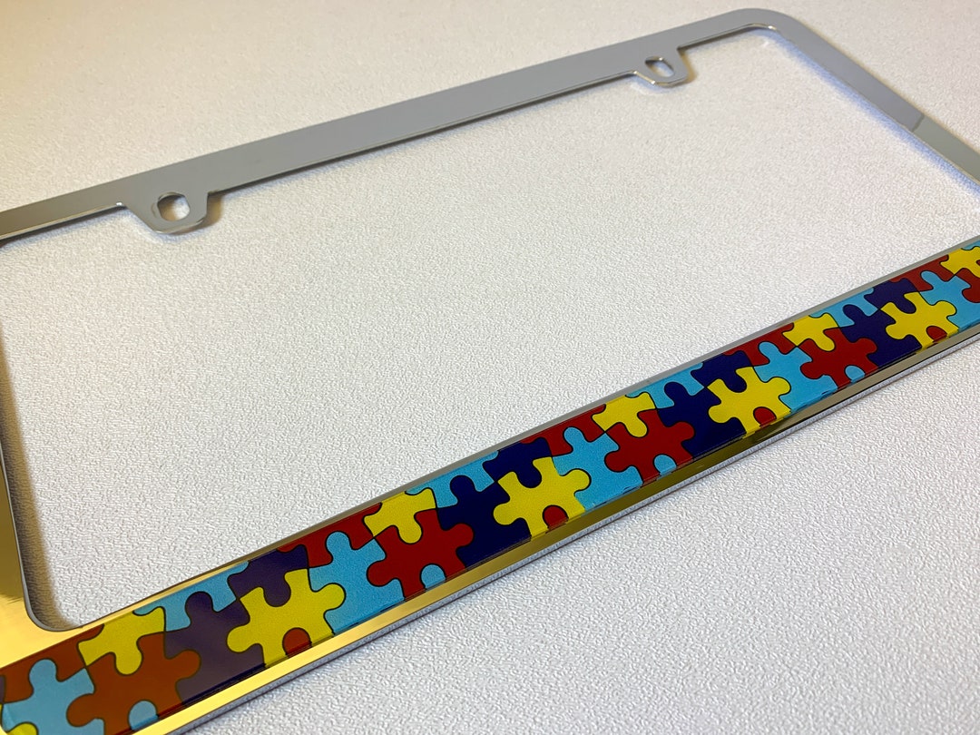 Autism Speaks License Plate Frame, Your Choice of a Black or Chrome ...