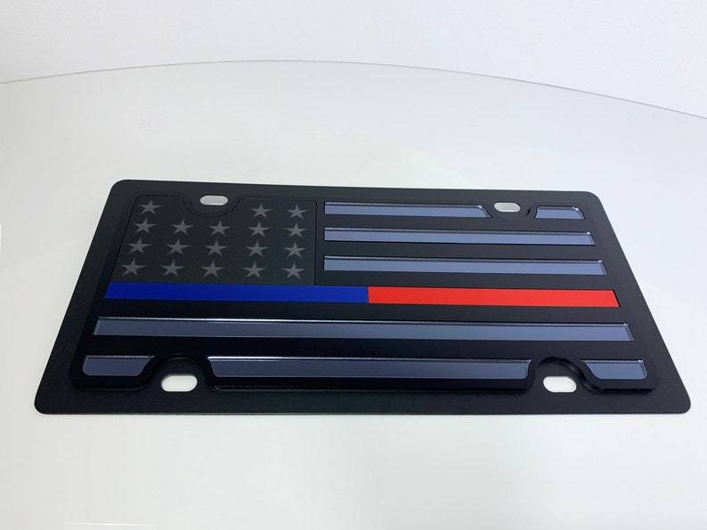 Thin Line License Plate BLUE and RED Thin Line Half Bar - Etsy