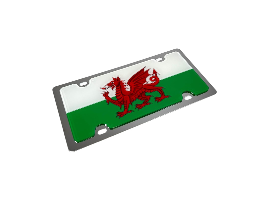 Wales License Plate, High Quality Stainless Steel With Opaque Acrylic ...