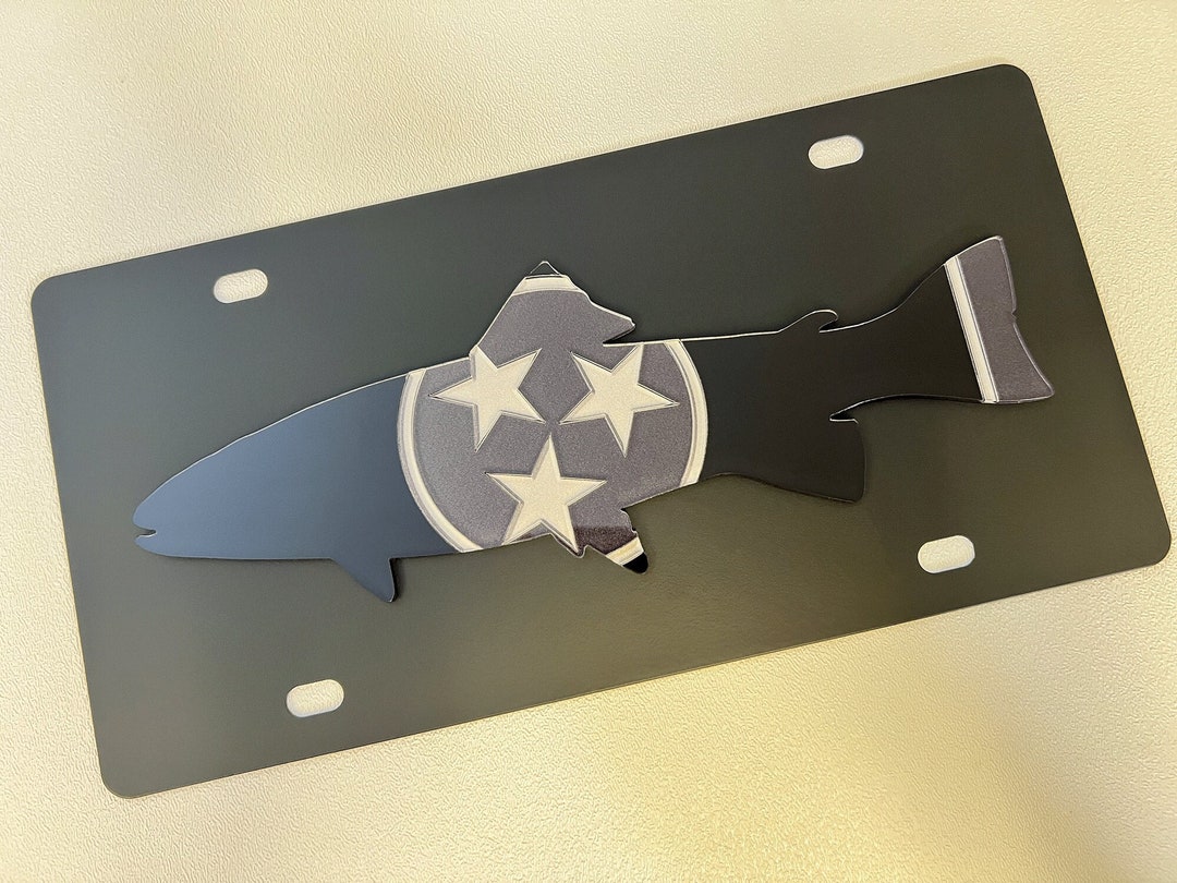 Tennessee Trout Flag License Plate, High-quality Black Carbon Steel ...