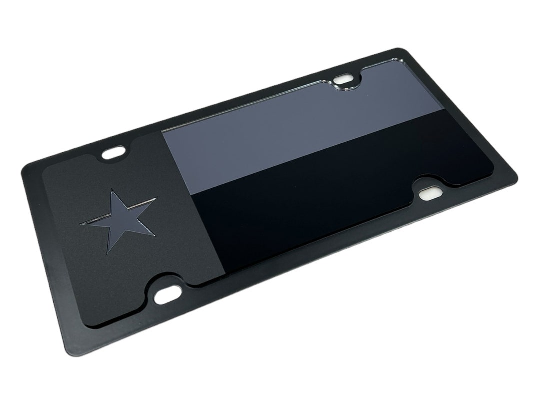 Texas Flag License Plate, High Quality Black Carbon Steel With Matte ...