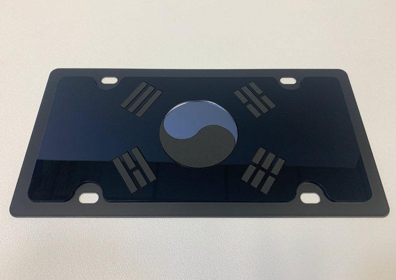 South Korea Monochromatic Flag Black License Plate Carbon - Etsy
