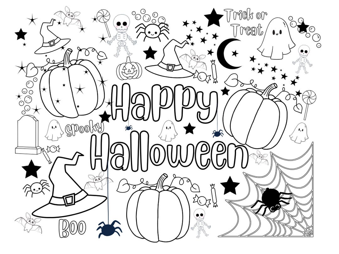Halloween Coloring Poster, Digital Download, Halloween Coloring Page ...