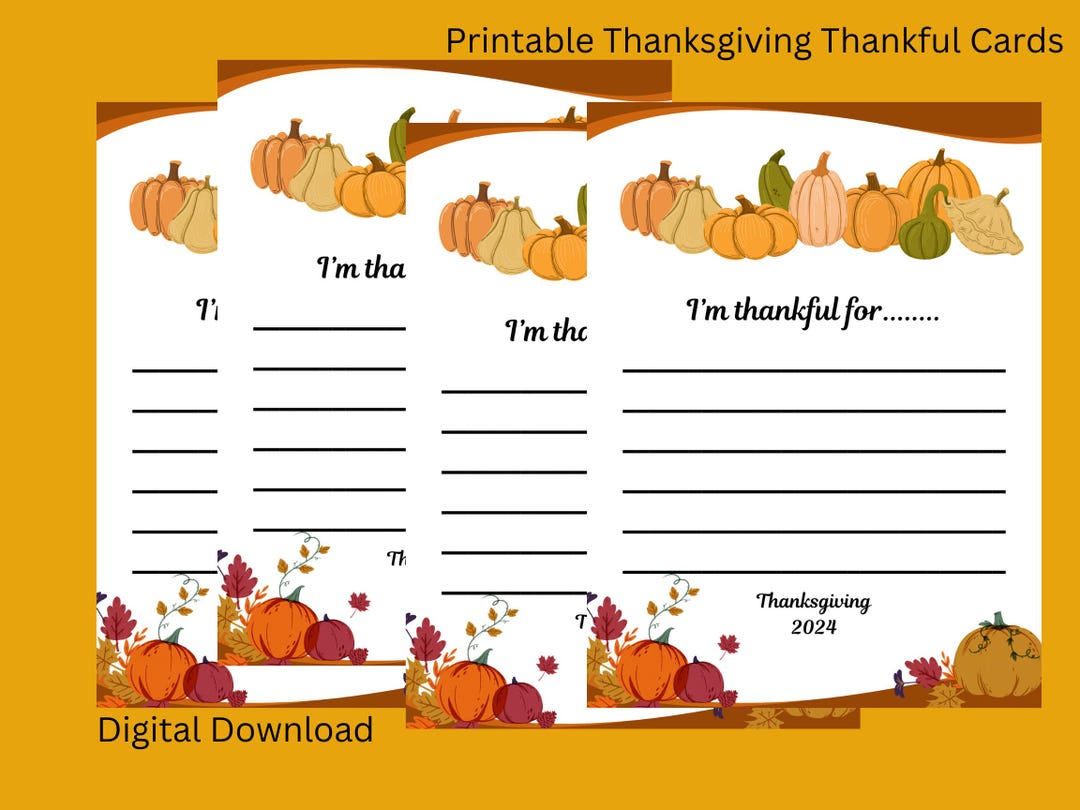 Thanksgiving Thankful Cards, Digital Download, Thanksgiving Cards ...