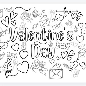 Valentine's Day Printable Coloring Poster, Digital Download, Happy ...