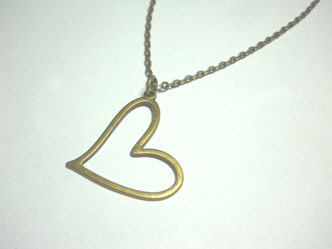 Large Heart Pendant Necklace, Open Heart Pendant, Women's Necklace ...