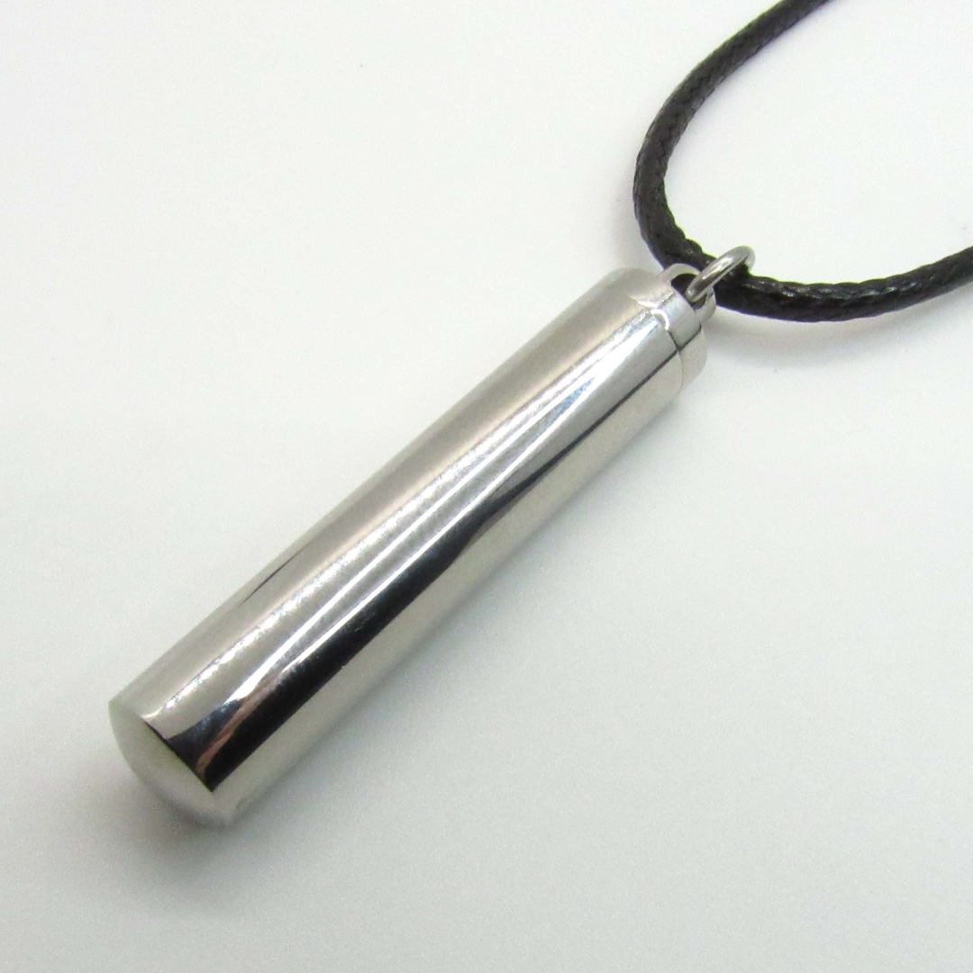 Stainless Steel Large Column Locket With Screw Lid, Men's Necklace ...