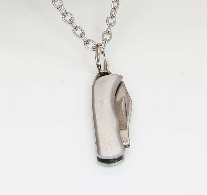 Mini Stainless Steel Pocket Knife Pendant Necklace Silver | Etsy