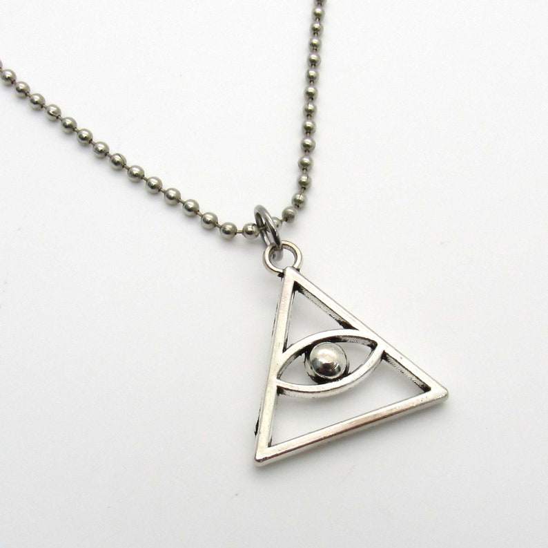 Triangle All Seeing Eye Pendant Necklace, Antique Silver, Men's ...
